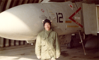 Mark next to a jet